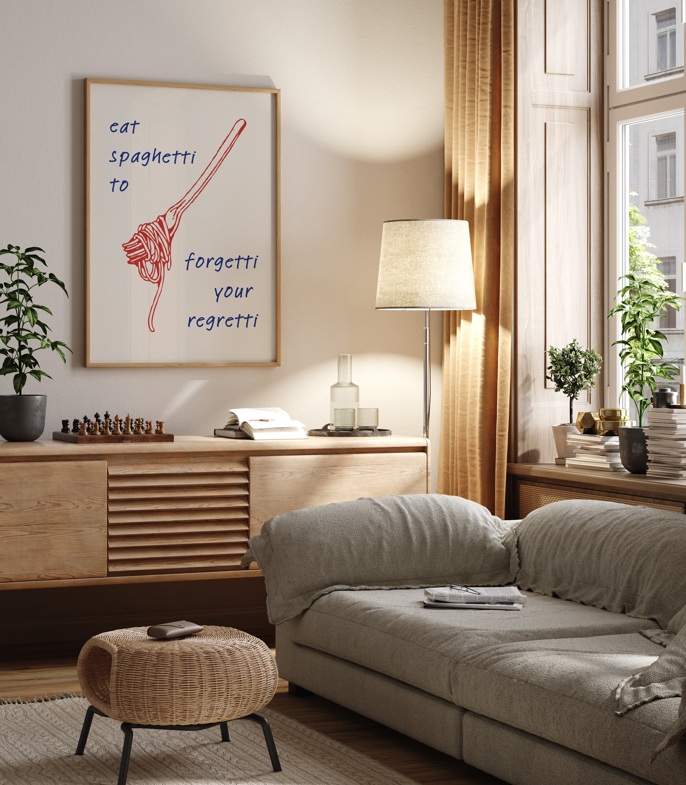 Eat Spaghetti to Forgetti Your Regretti Poster Italian - Etsy