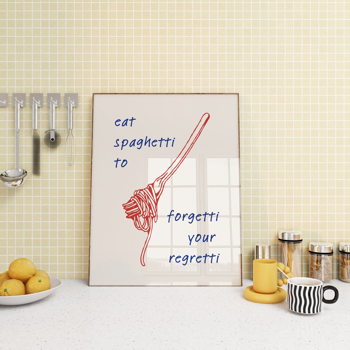 Eat Spaghetti to Forgetti Your Regretti Poster Italian - Etsy