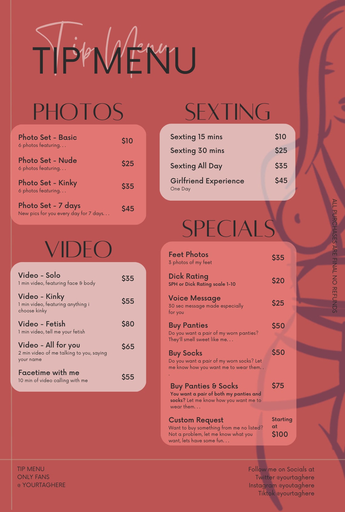 ONLYFANS of Tip Menu, Fansly Tip Menu, Editable, Adults Tip Menu, BDSM ...