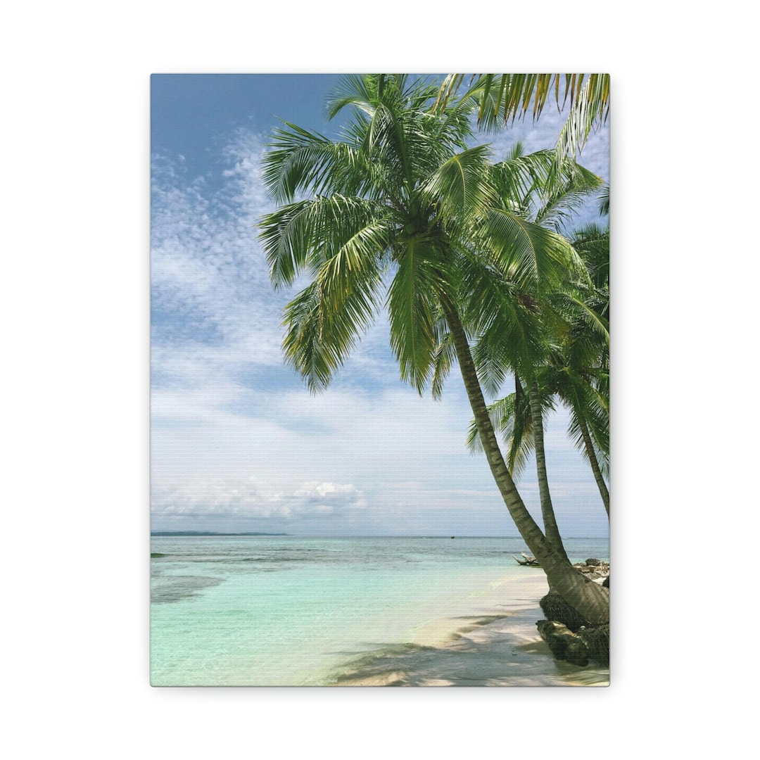 Palm Trees on the Beach Print, Palm Trees, Beach, Blue Clear Ocean ...