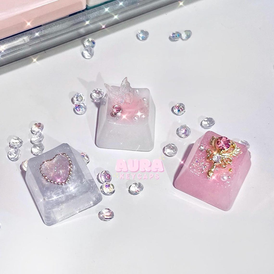 Cute Artisan Resin Keycaps Handmade, Colorful Key Cap or Keychain for ...