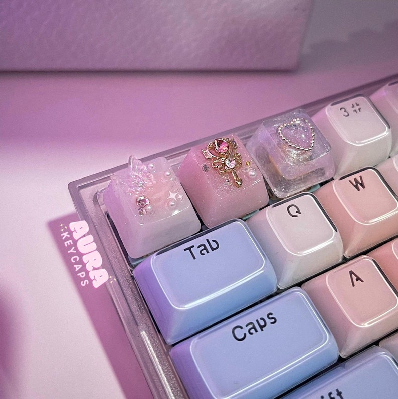 Cute Artisan Resin Keycaps Handmade, Colorful Key Cap or Keychain for ...