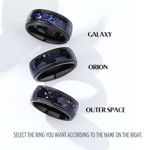 Galaxy Orion Nebula Ring for His, Outer Space Ring, 8mm Wedding Band ...