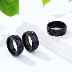 Galaxy Orion Nebula Ring for His, Outer Space Ring, 8mm Wedding Band ...
