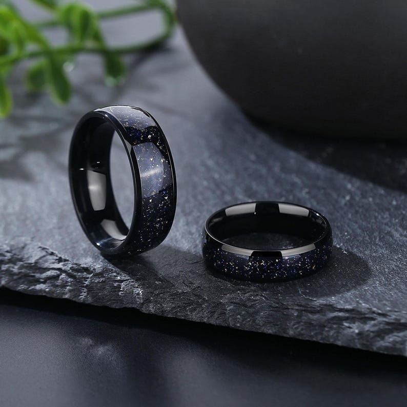 Starry Night Matching Couple Ring for Men, His Starry Night Wedding ...