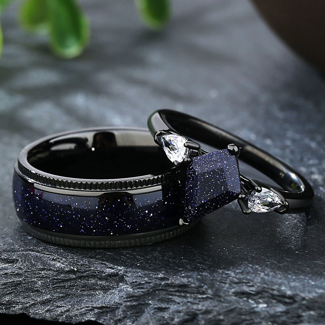 Vintage Orion Nebula Ring Set, Engagement Rings for Couples, His and ...