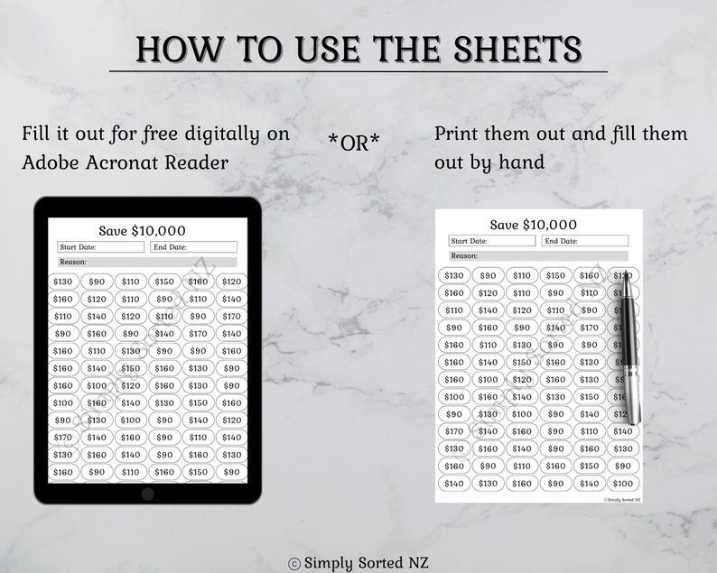 Save 10000 Challenge | Printable, Digital | Savings Tracker | Money ...