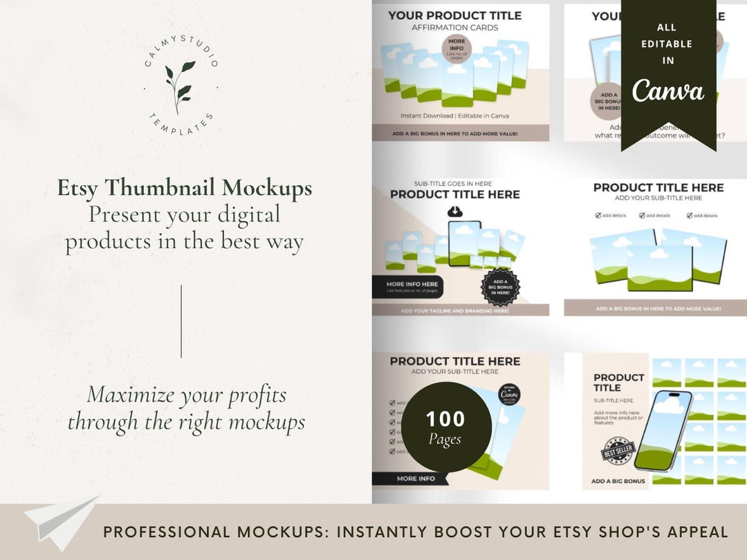 Etsy Thumbnail Mockups Canva Template, Digital Product Thumbnails ...