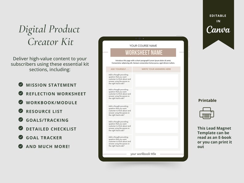 Digital Product Creator Kit, Canva Template for Etsy Sellers, Product ...