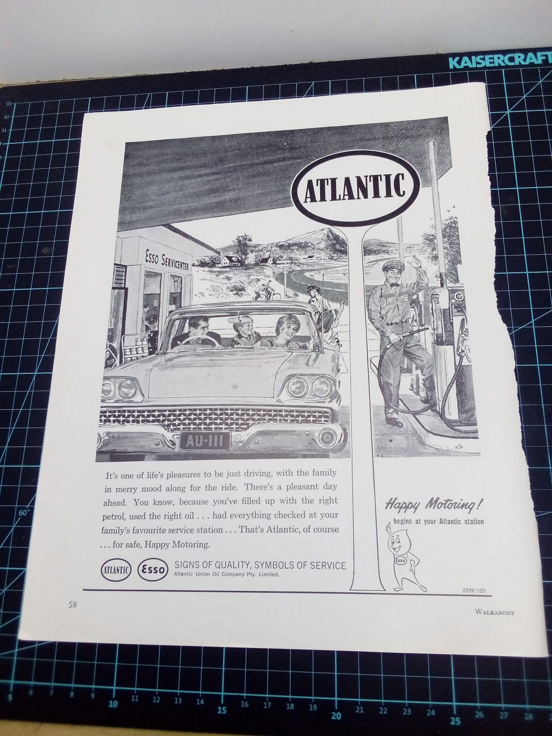 1960's Atlantic Esso Australian Magazine Page Advertising Original 1961 ...