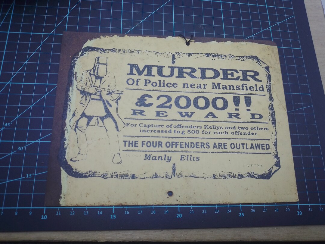 Vintage 'ned Kelly Wanted' Metal Sign C.1970's Copy - Etsy