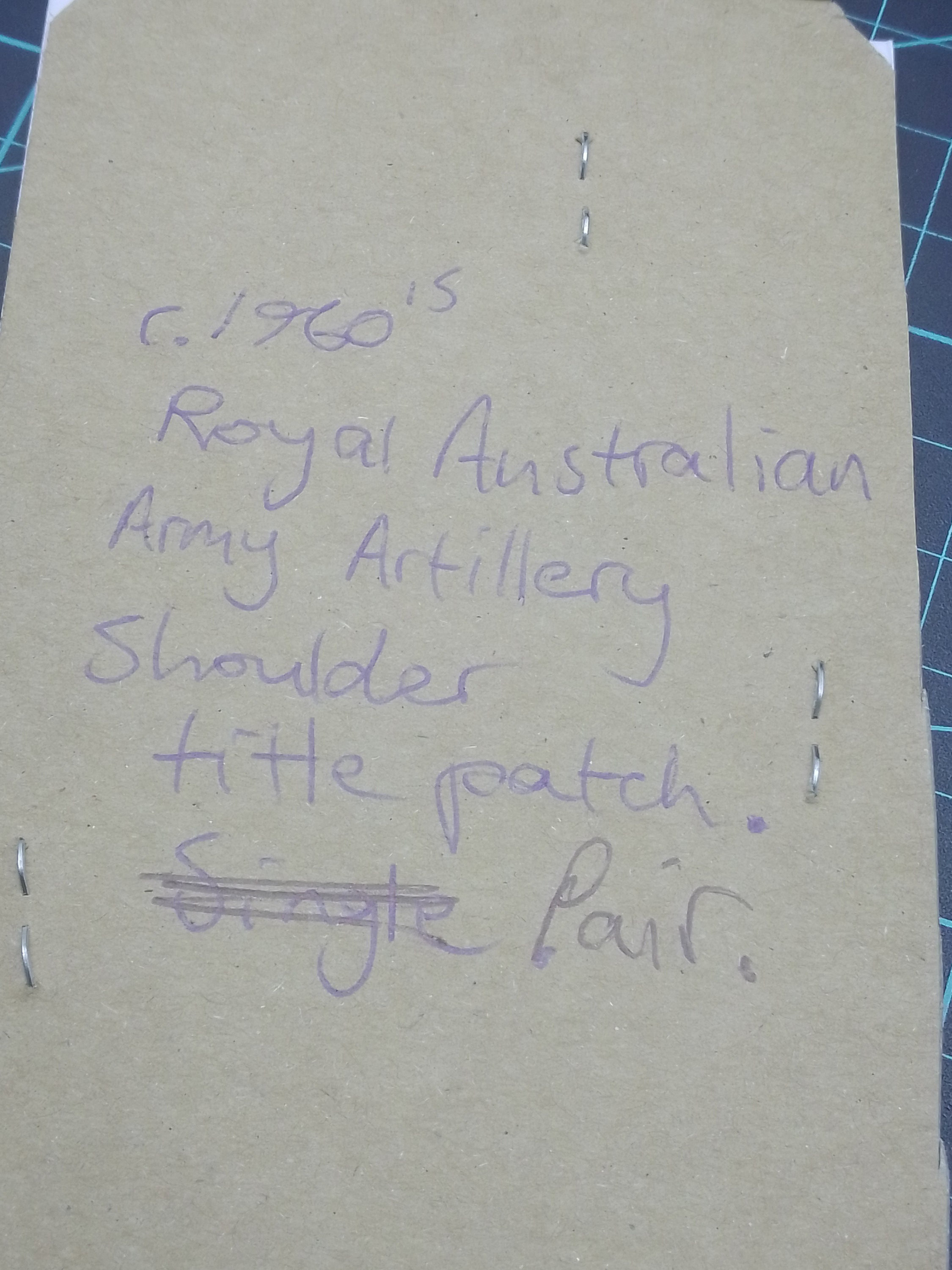 1960's Royal Australian Army Artillery RAA Uniform Shoulder Title ...