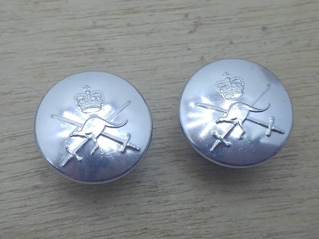 Vintage Australian Army Uniform Epaulette Buttons Pair Kangaroo With ...