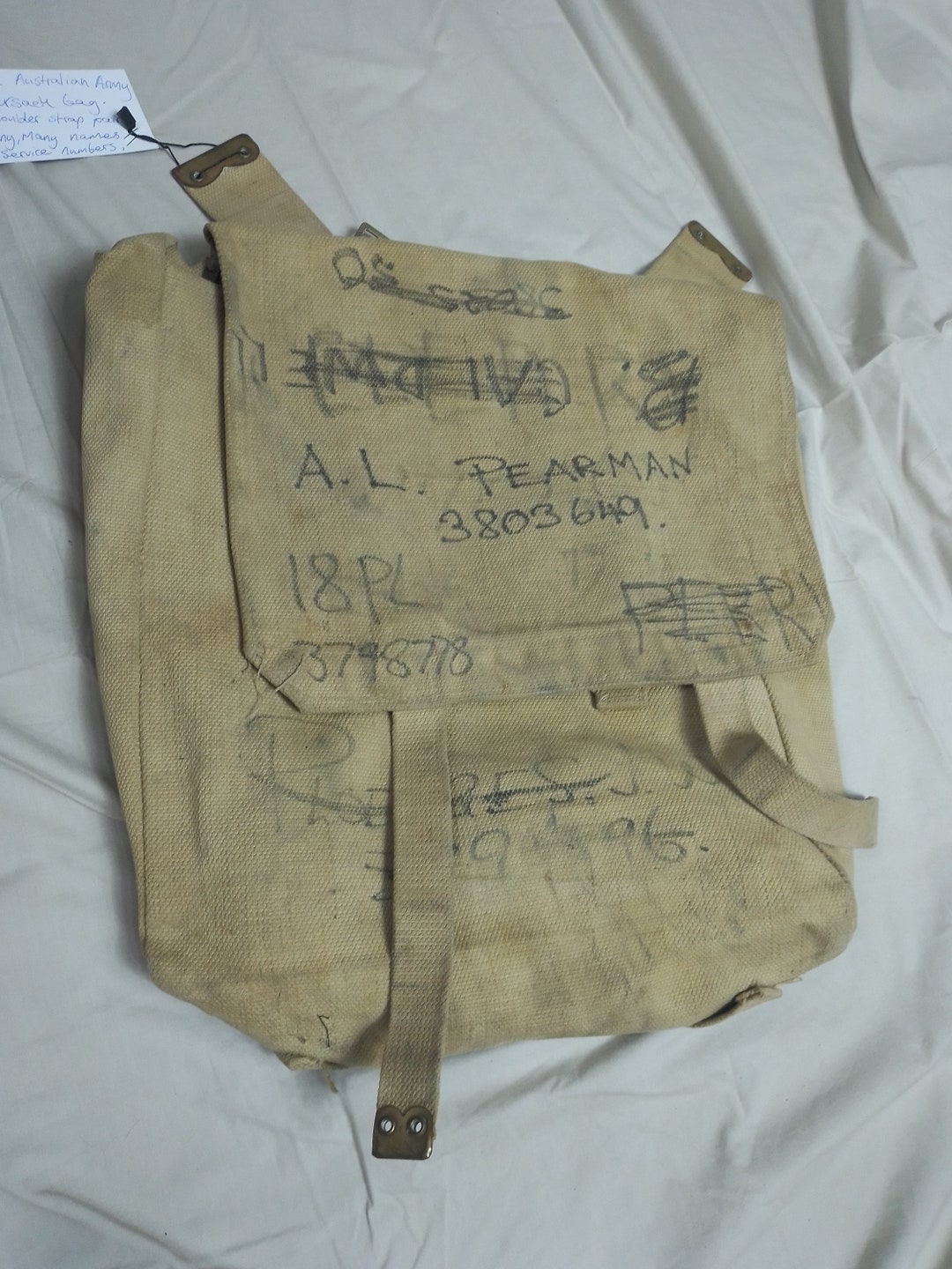 WW2 Australian Army Haversack Backpack Multiple Names & Service Numbers ...