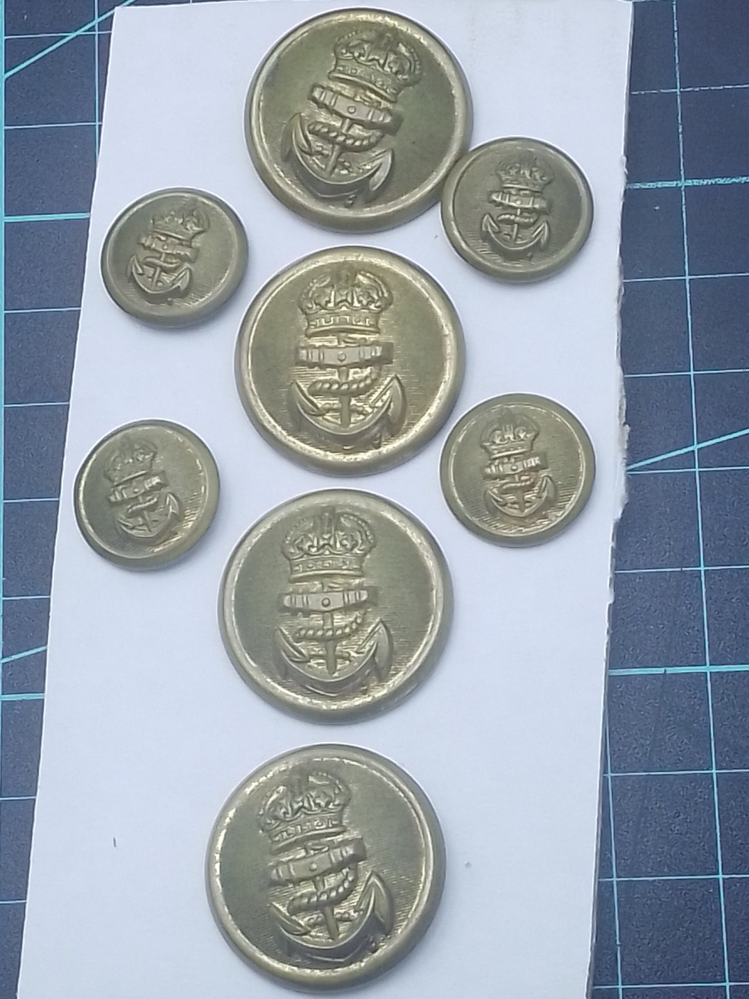WW2 British Royal Navy Uniform Buttons Set Lot of 8, Maker: Gaunt ...