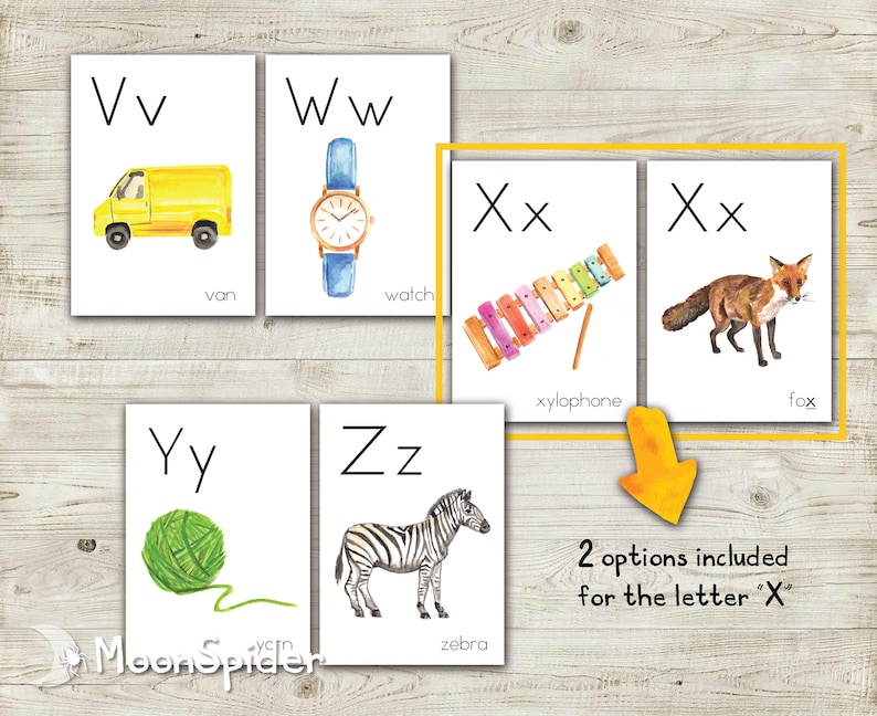 Alphabet Individual Downloadable PDF Posters, Watercolor Illustrations ...