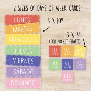 SPANISH Calendar Kit, Classroom Calendar, Pocket Calendar, El ...