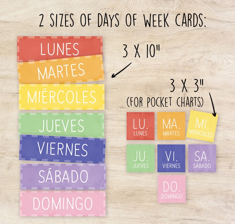 SPANISH Calendar Kit, Classroom Calendar, Pocket Calendar, El ...