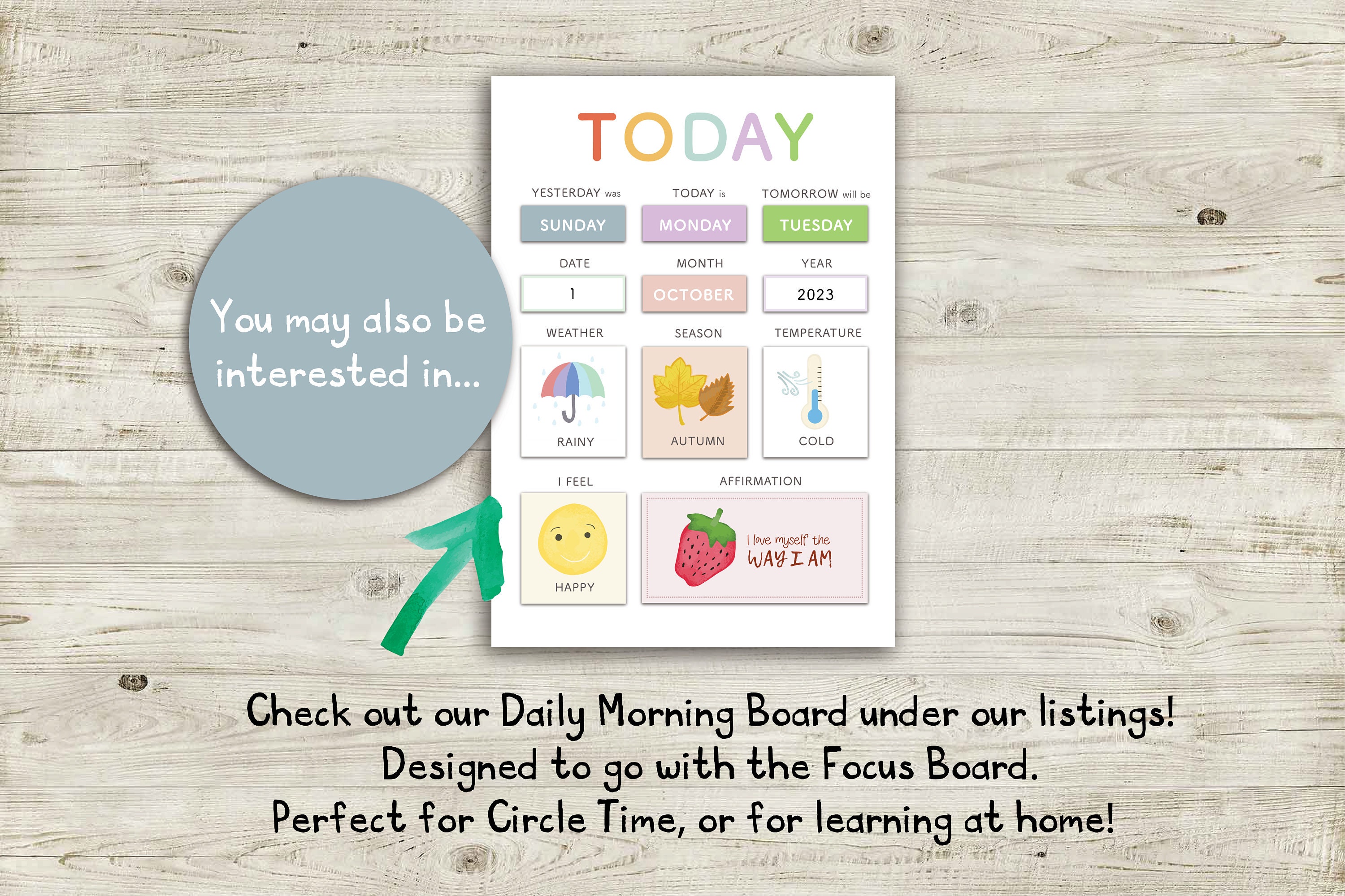 Circle Time Focus Board With Shapes, Letters, Colours, Numbers, Daily ...