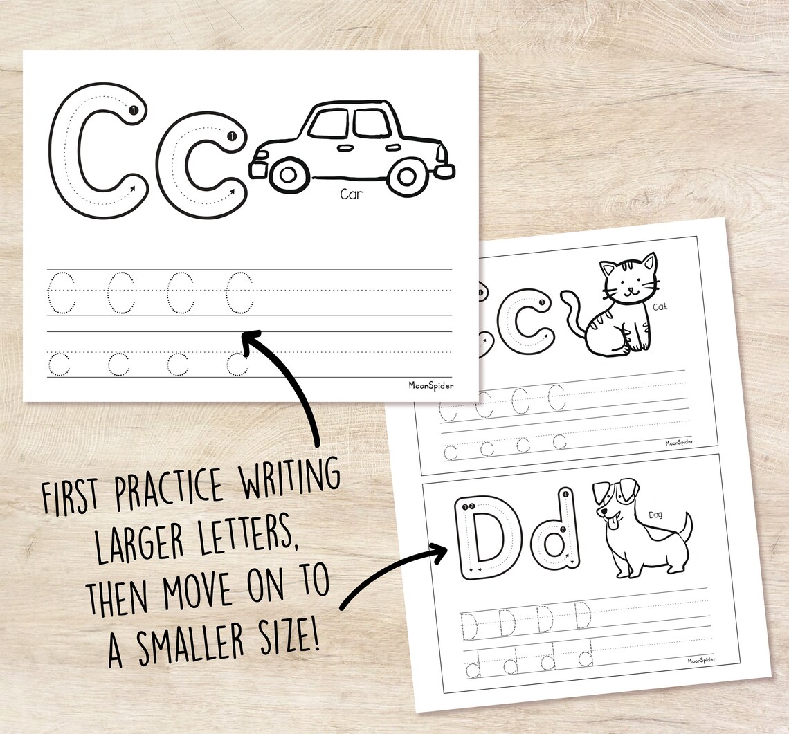 ABC Phonics Tracing Cards. Alphabet Handwriting Practice, Preschool ...