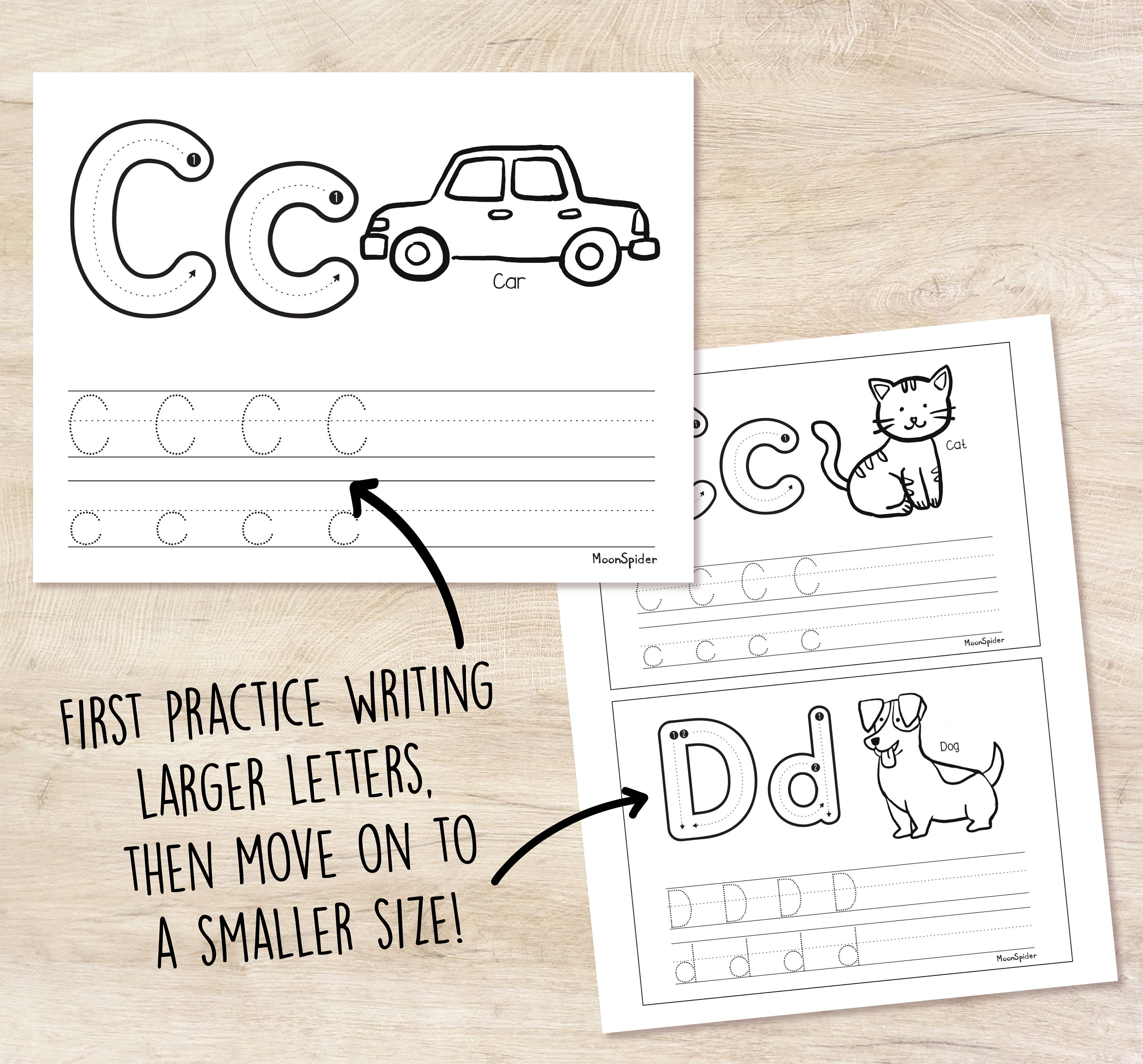 ABC Phonics Tracing Cards. Alphabet Handwriting Practice, Preschool ...