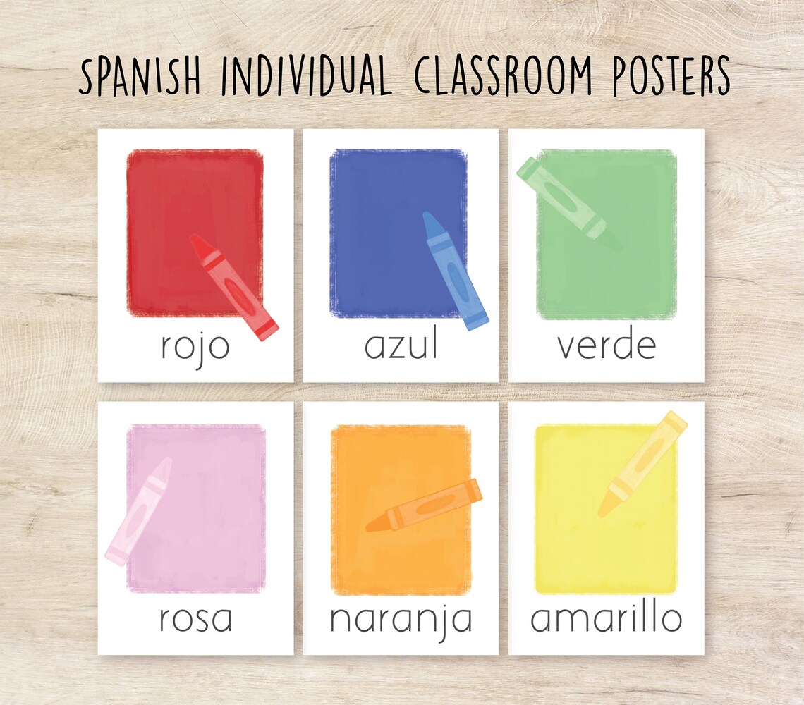 SPANISH Colors Posters, Los Colores Posters, Spanish Classroom Decor ...