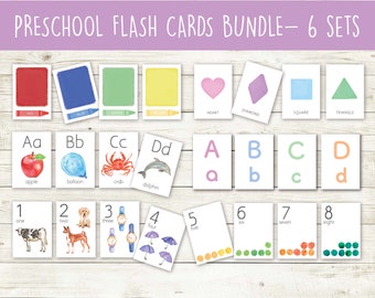 Printable Flashcards Bundle, Alphabet, Color Flashcards, Number ...