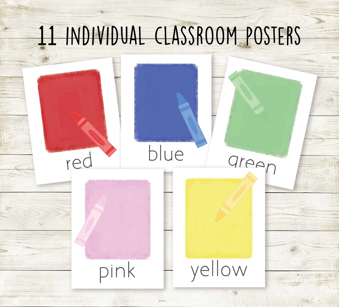 Colors Posters, Colours Posters, Classroom Decor, Playroom Educational ...