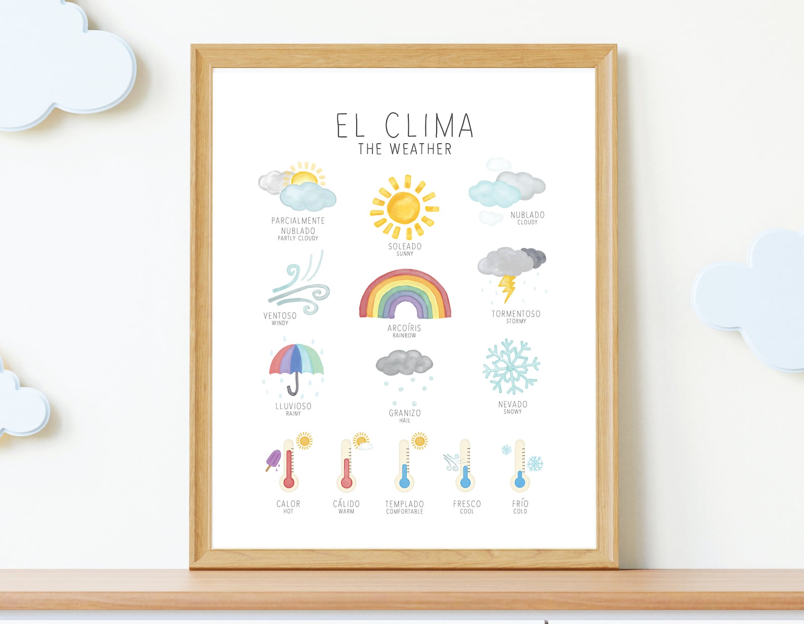 SPANISH Weather Poster, Bilingual Spanish Weather Chart, Preschool ...