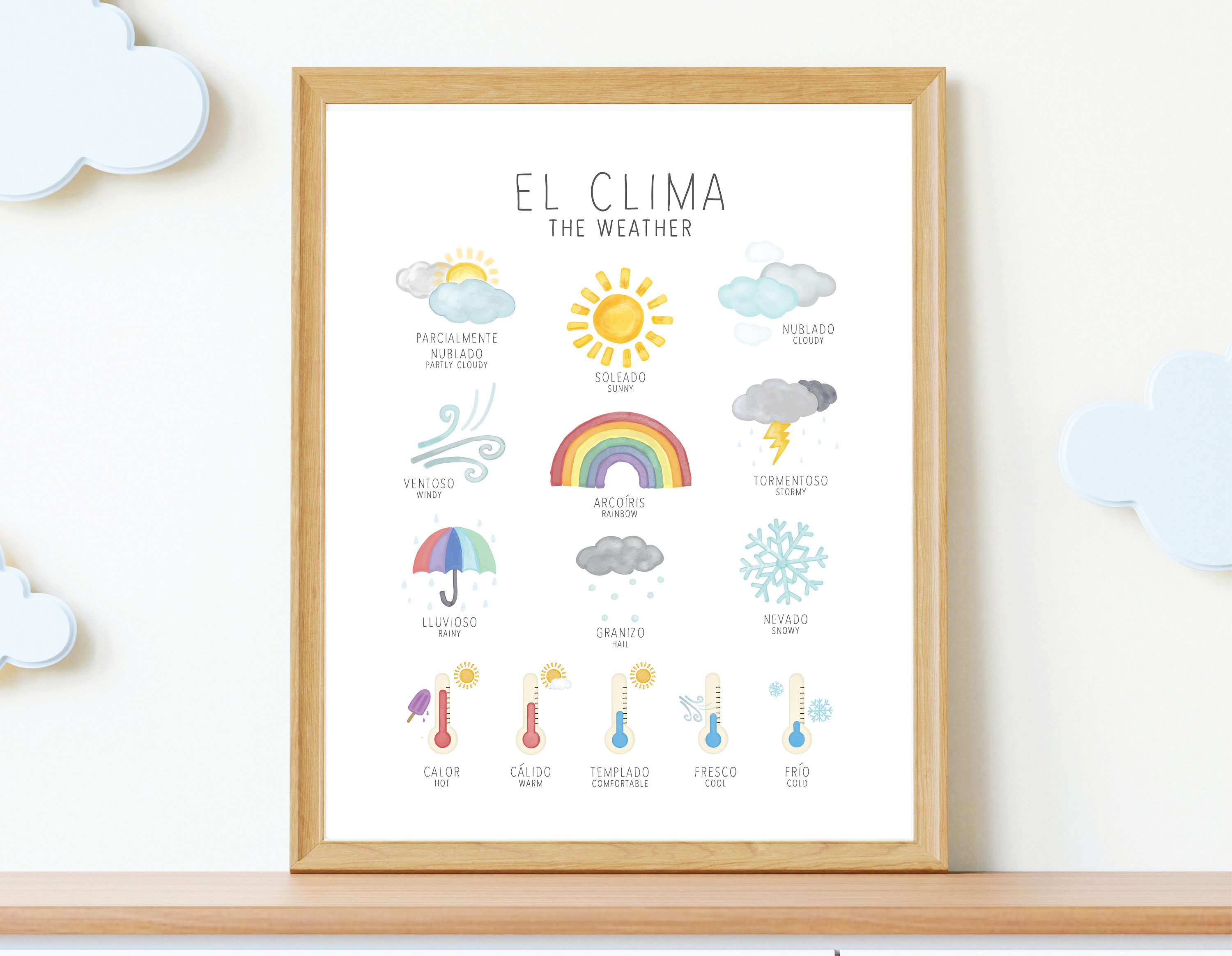 SPANISH Weather Poster, Bilingual Spanish Weather Chart, Preschool ...