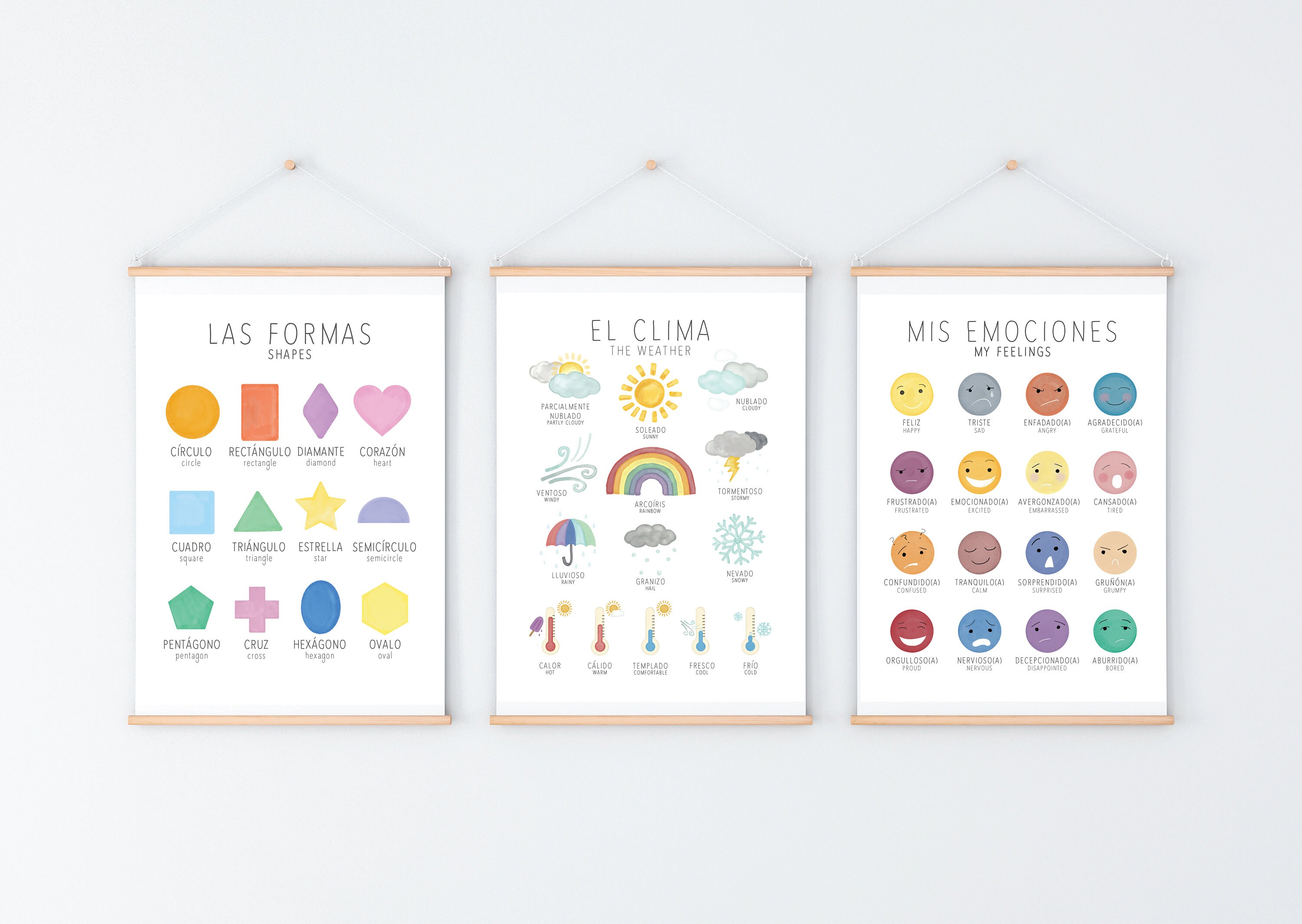 8 Bilingual Spanish Educational Posters Set for Kids and - Etsy
