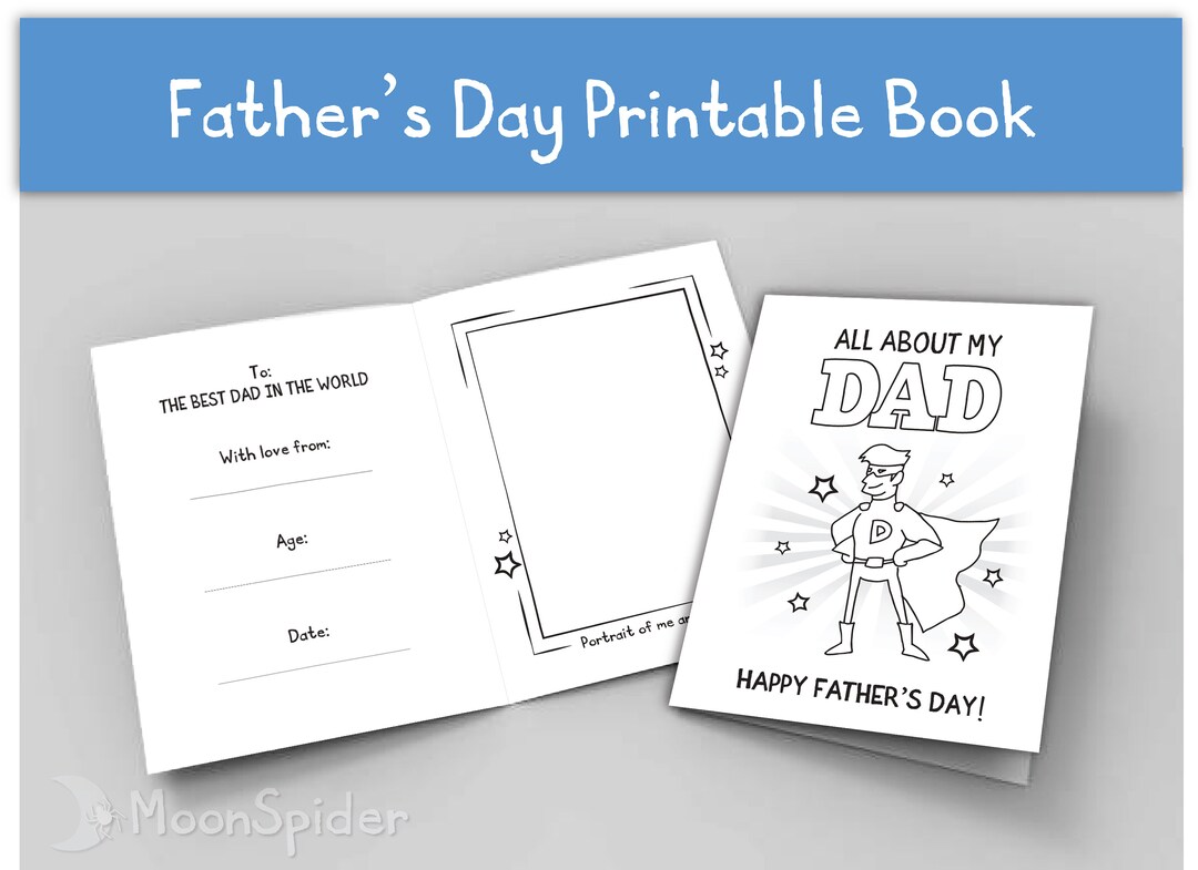Father's Day All About Dad Printable Booklet, DIY Gift and Colouring ...