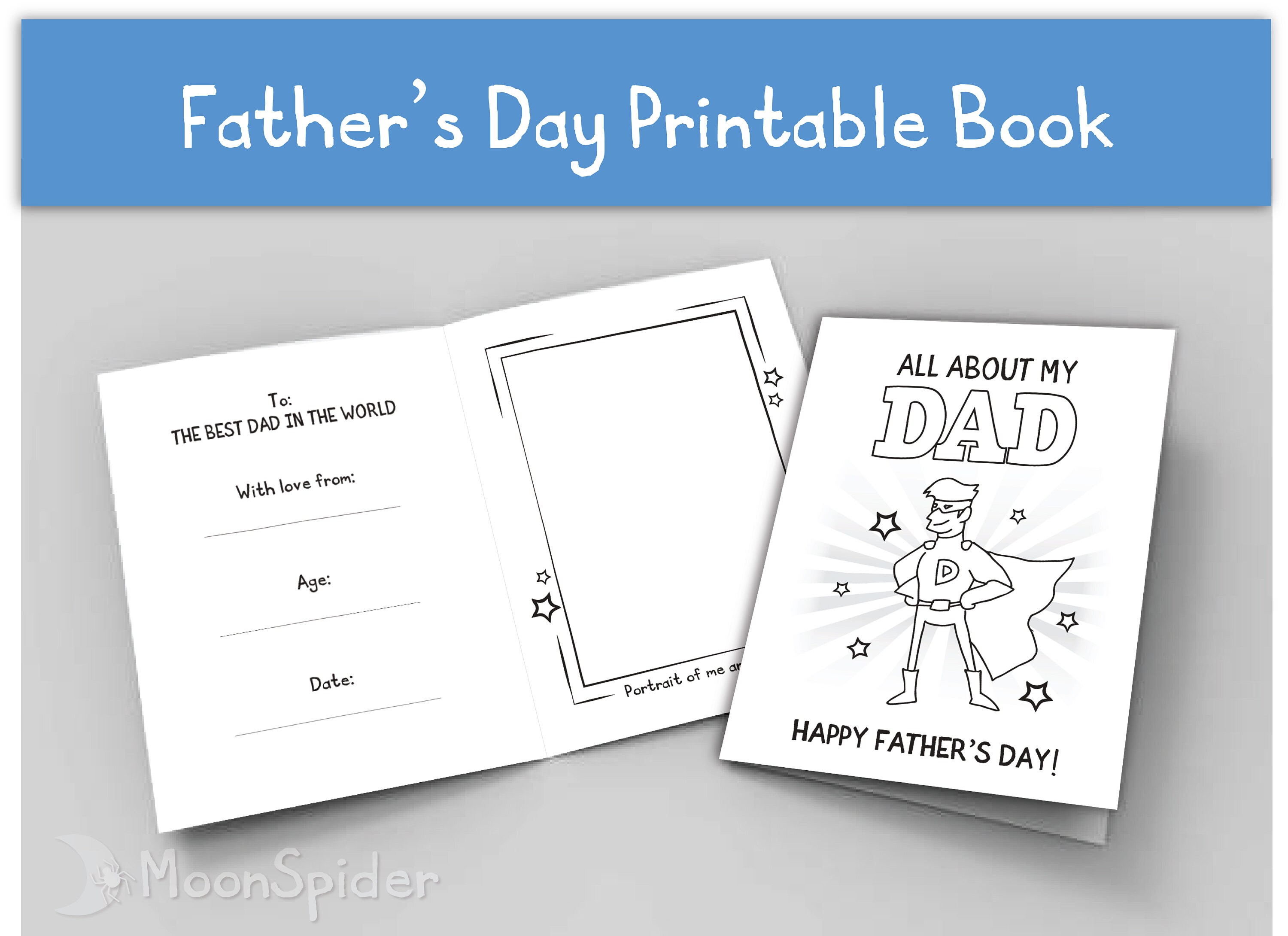 Father's Day All About Dad Printable Booklet, DIY Gift and Colouring ...