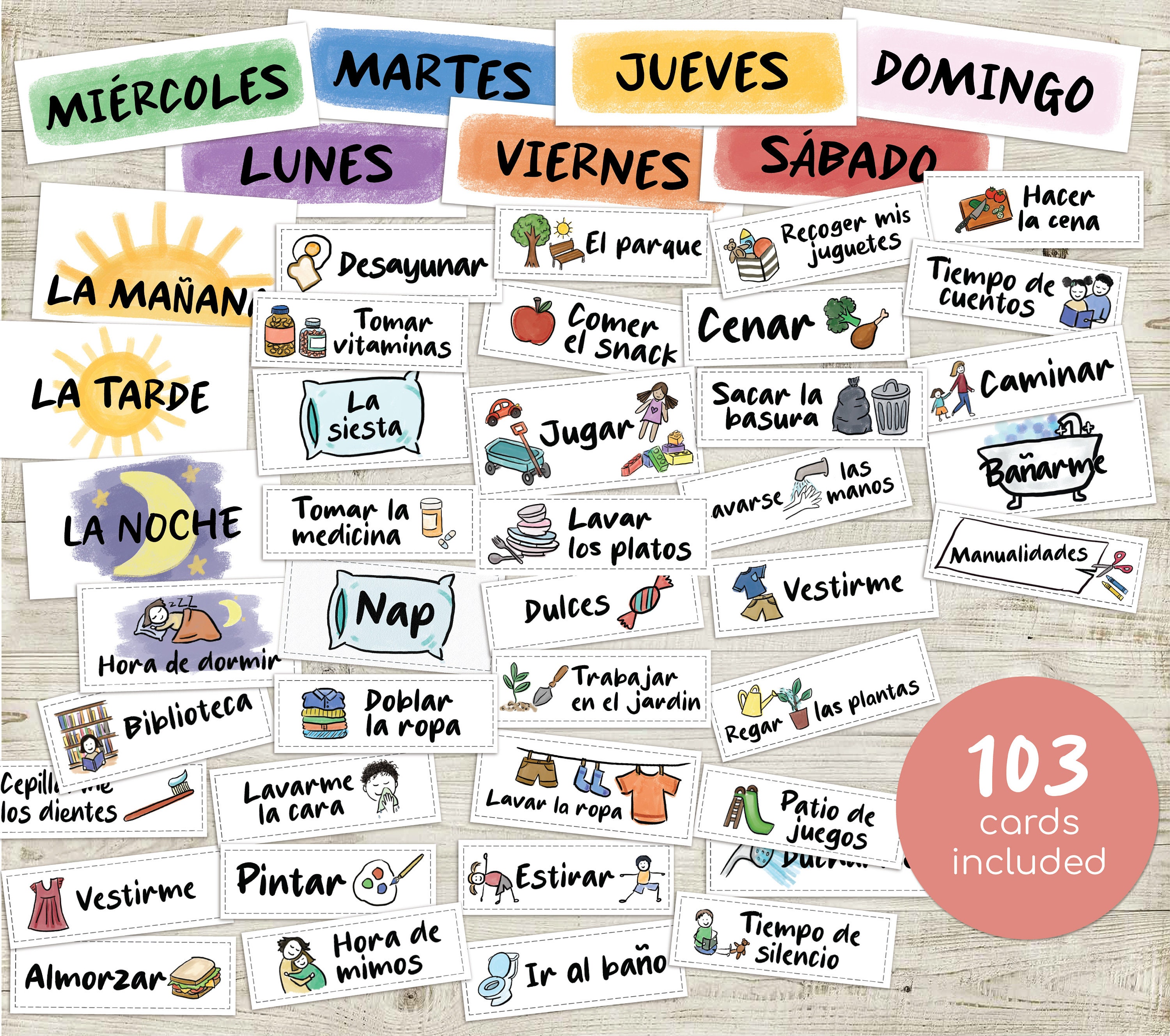 SPANISH Visual Schedule Toddler Kids Daily Routine Chart, Daily Rhythm ...