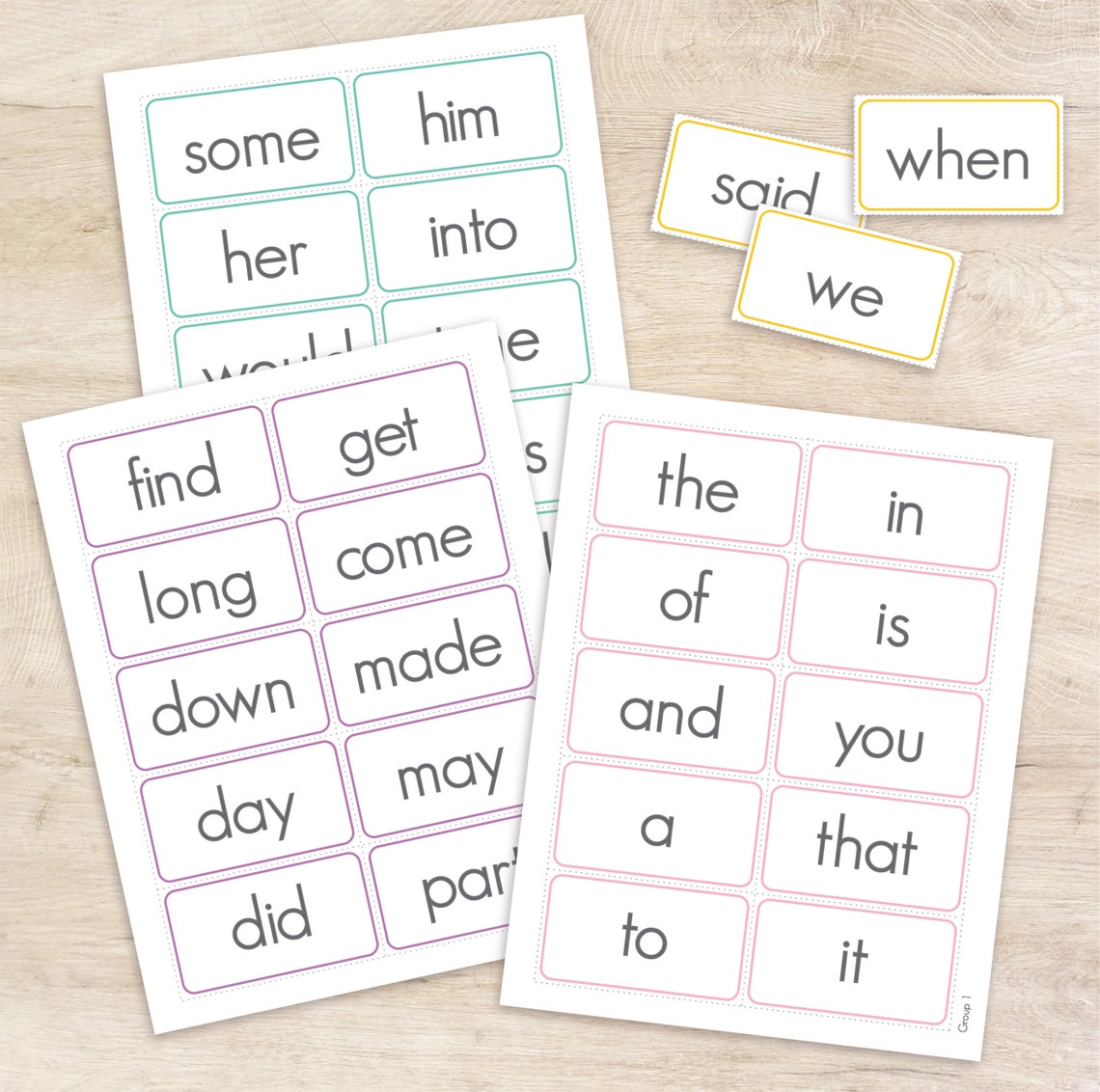 First 100 Printable Sight Words Flashcards, Fry First 100, Kindergarten ...