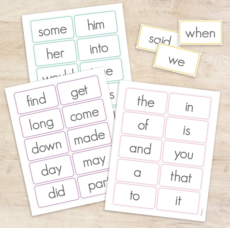 First 100 Printable Sight Words Flashcards, Fry First 100, Kindergarten ...