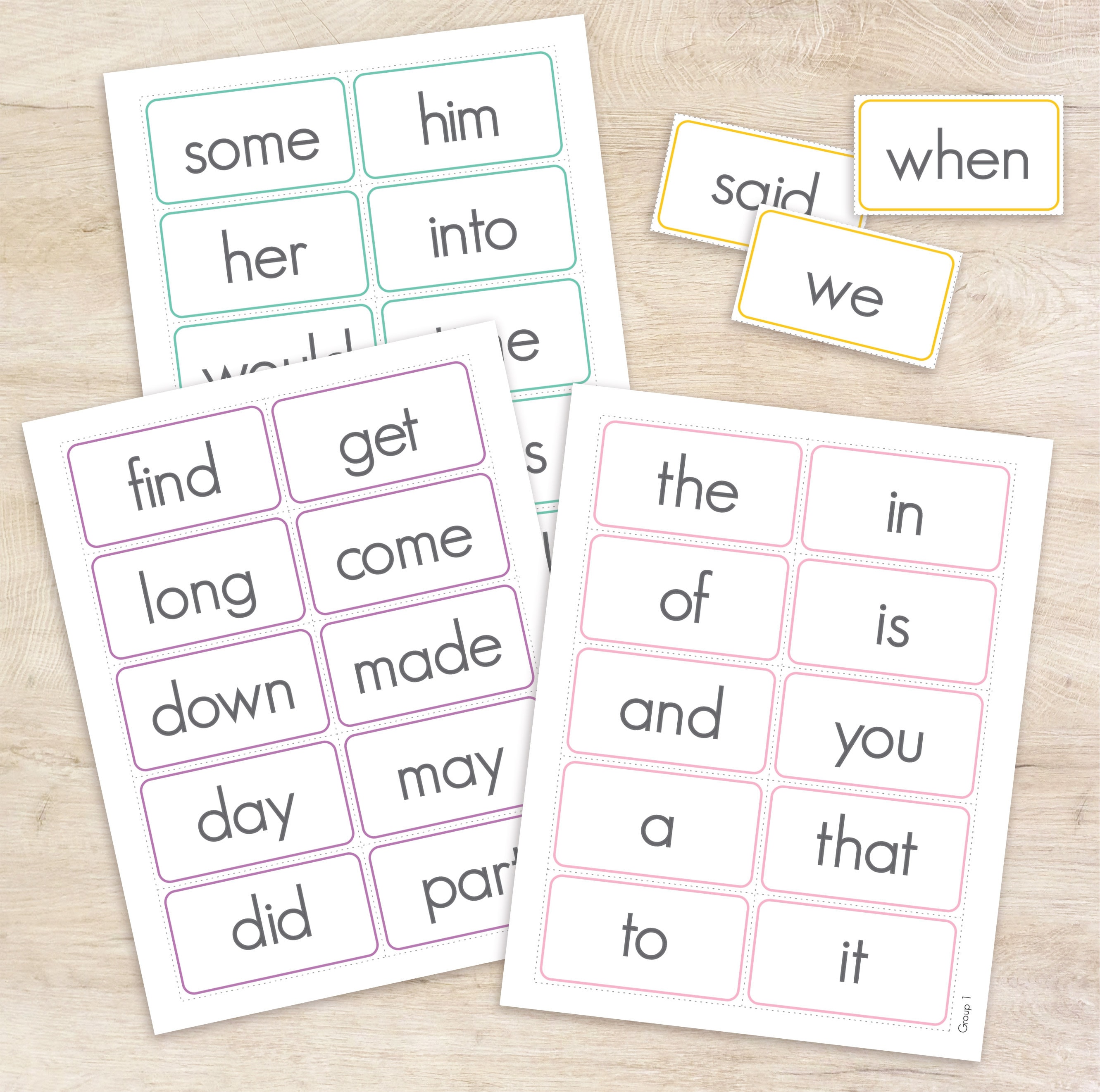 First 100 Printable Sight Words Flashcards, Fry First 100, Kindergarten ...