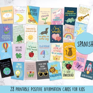 SPANISH Positive Affirmation Cards for Kids, Tarjetas De Afirmaciones ...