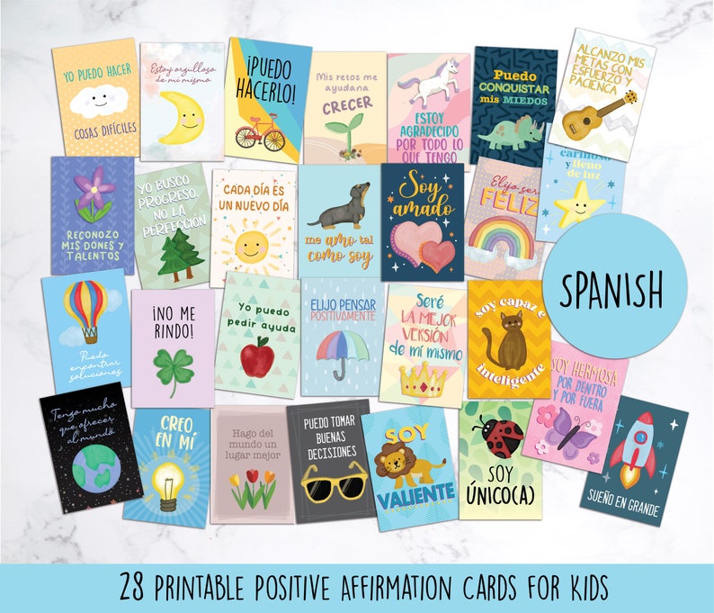 SPANISH Positive Affirmation Cards for Kids, Tarjetas De Afirmaciones ...