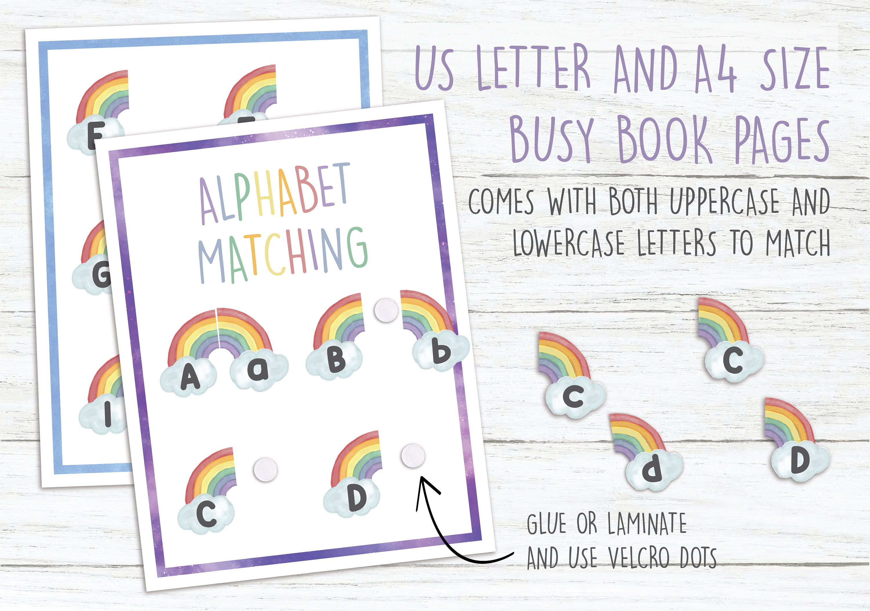 Alphabet Matching Cards, ABC Toddler Busy Book, A-Z Letters Puzzle ...