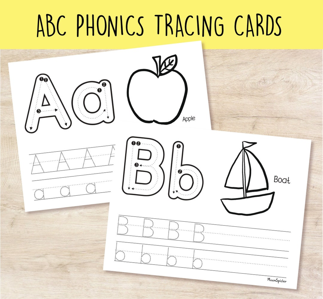 ABC Phonics Tracing Cards. Alphabet Handwriting Practice, Preschool ...