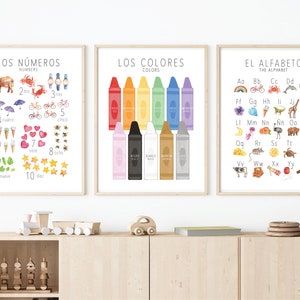 8 Bilingual Spanish Educational Posters Set for Kids and Toddlers ...