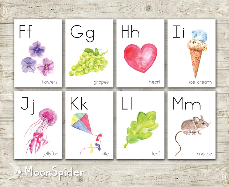 Alphabet Individual Downloadable PDF Posters Watercolor - Etsy