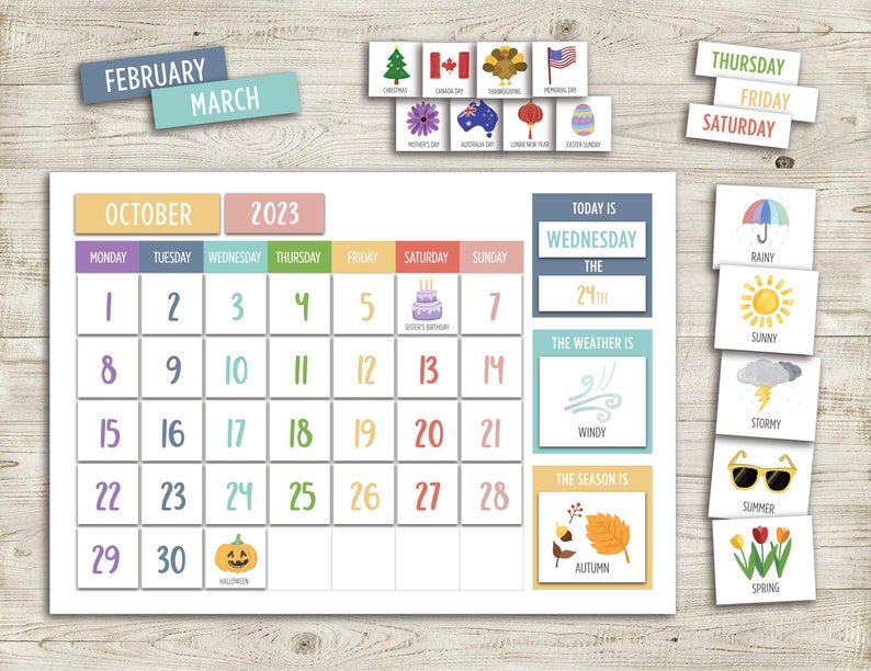 Toddler Learning Calendar, Daily Calendar, Kids Children, Perpetual ...