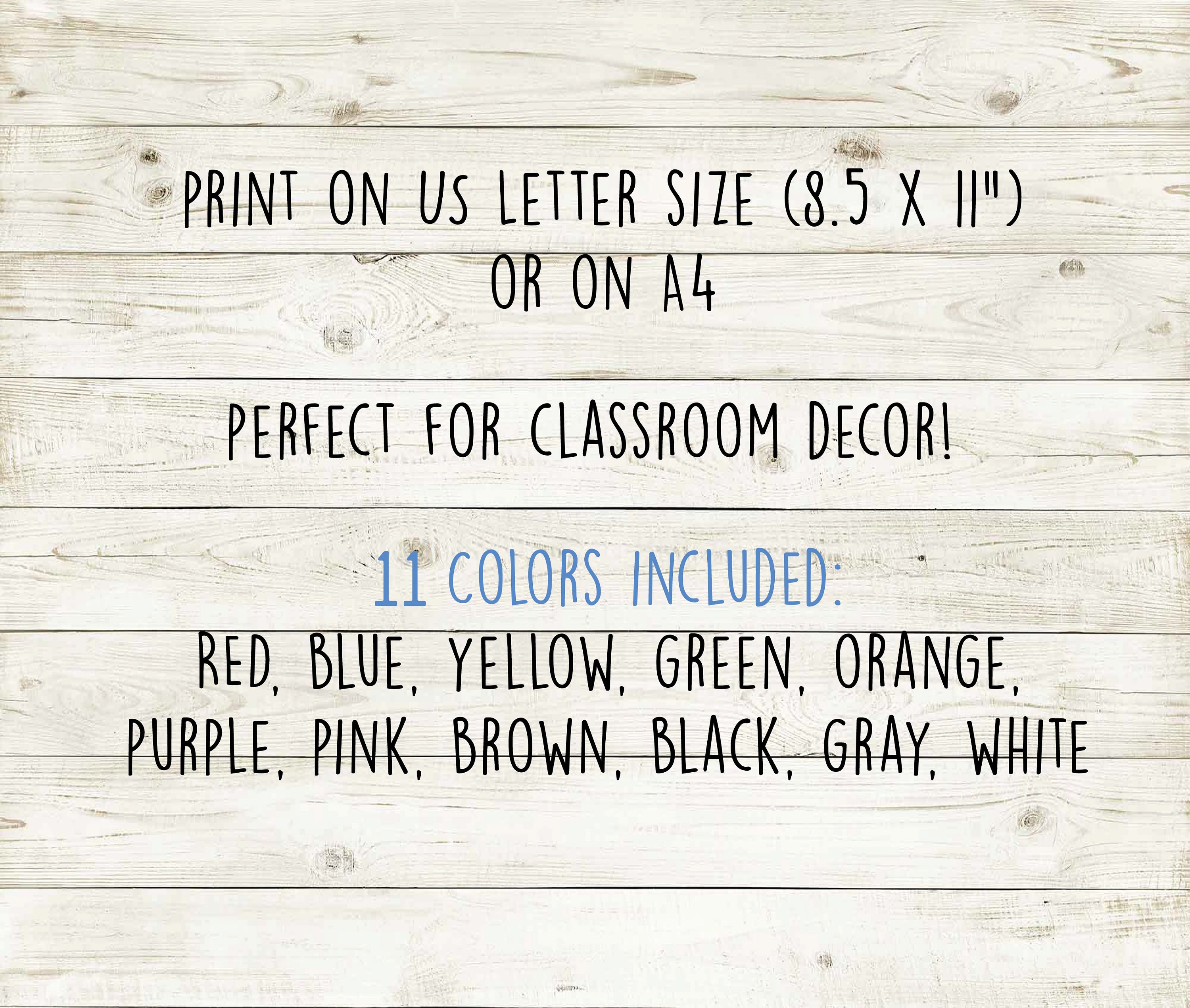 Colors Posters, Colours Posters, Classroom Decor, Playroom Educational ...