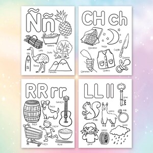 SPANISH Printable Alphabet Coloring Pages Worksheets, ABC Colouring ...