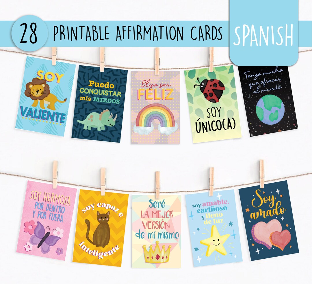 SPANISH Positive Affirmation Cards for Kids, Tarjetas De Afirmaciones ...
