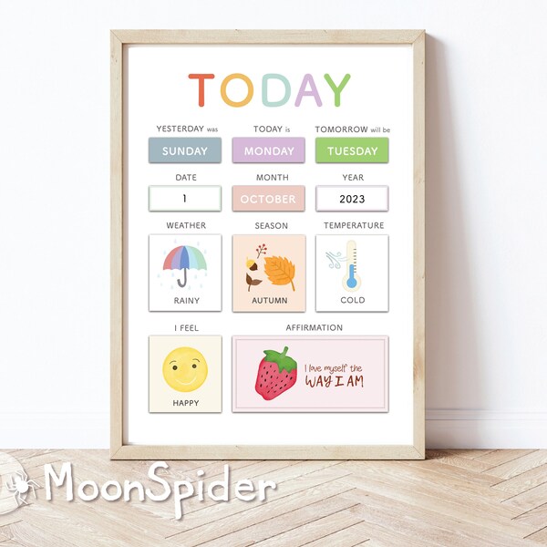 Days of the Week Chart - Etsy Canada