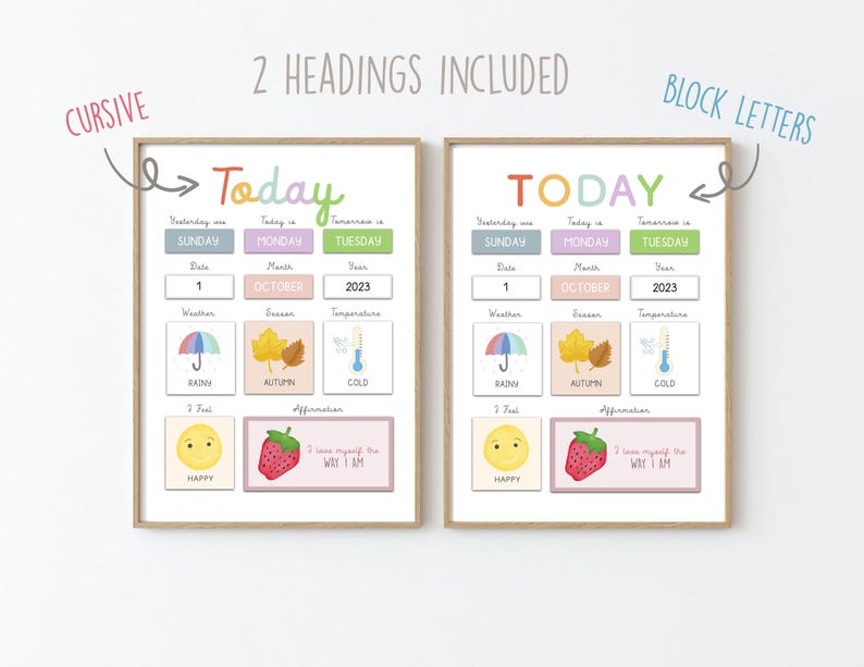 Daily Morning Board, Days of the Week, Learning Calendar, Date, Weather ...