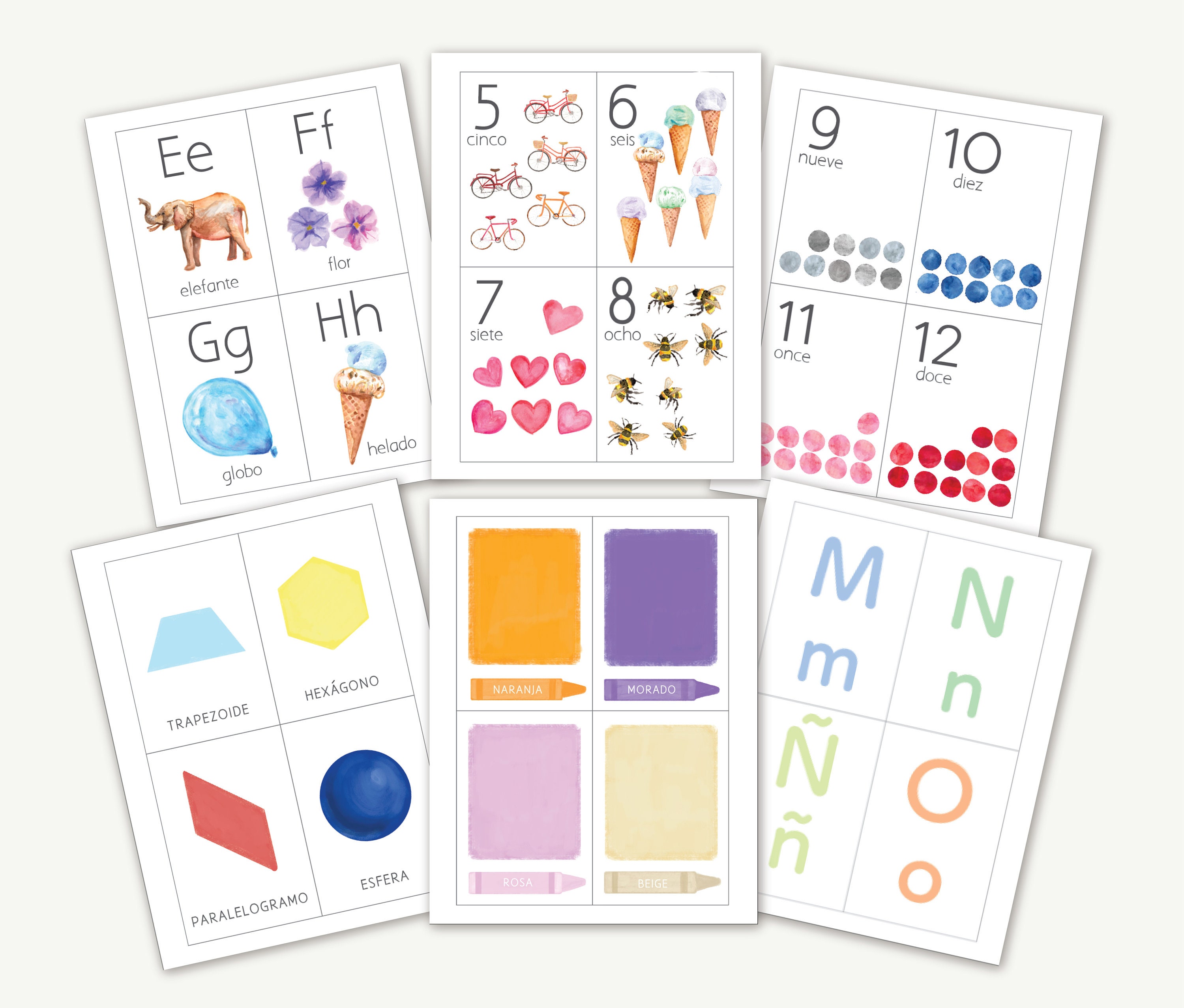 Spanish Educational Flash Cards Bundle, Colors Flash Cards, Shapes ...